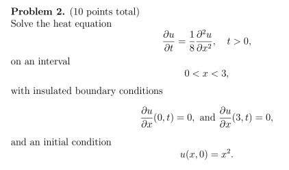 Solved Solve the heat equation delta u/ delta t = 1/8 | Chegg.com