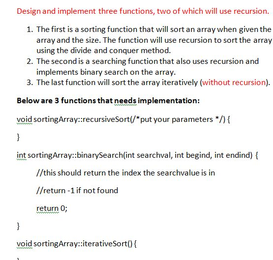 Solved Design and implement three functions, two of which | Chegg.com
