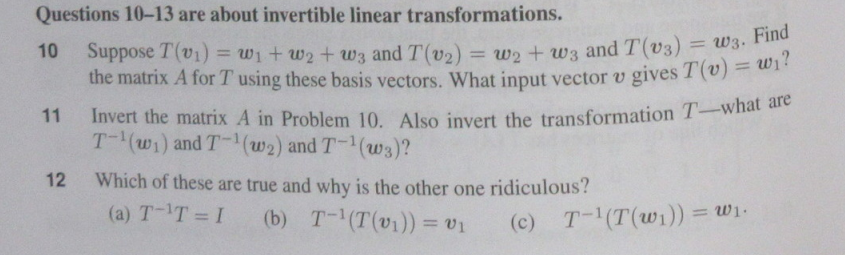 Solved Questions 10-13 are about invertible linear | Chegg.com