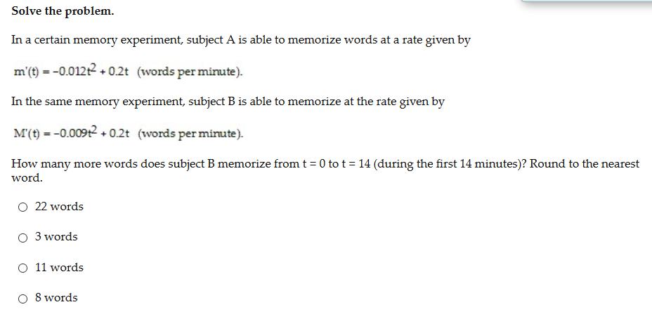 Solved In a certain memory experiment, subject A is able to | Chegg.com