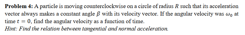 Solved Problem 4: A particle is moving counterclockwise on a | Chegg.com