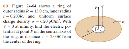 Solved Figure 24-64 shows a ring of outer radius R = 13.0 | Chegg.com