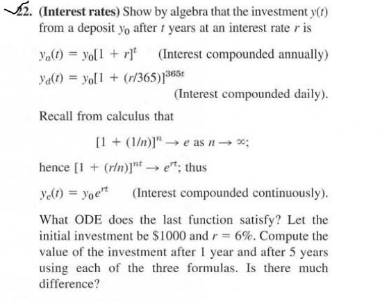 Solved 2. (Interest rates) Show by algebra that the | Chegg.com