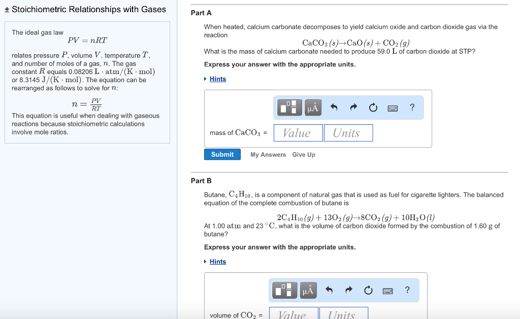 Solved ± Stoichiometric Relationships with Gases Part A When | Chegg.com