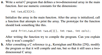 Write a serial C program that defines a | Chegg.com