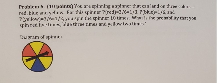 Solved Problem 6. (10 points) You are spinning a spinner | Chegg.com