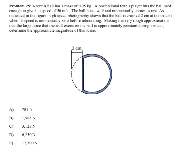 Solved Problem 25: A tennis ball has a mass of 0.05 kg. A | Chegg.com
