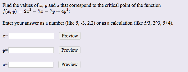 Solved Find the values of x, y and z that correspond to the | Chegg.com