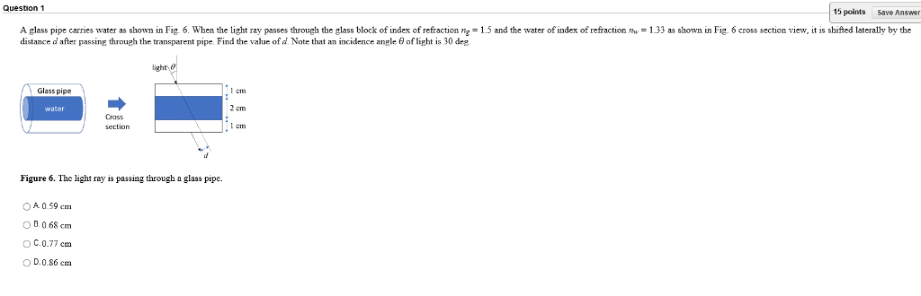 Solved A glass pipe carries water as shown in Fig. 6. When | Chegg.com
