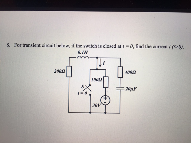Solved For transient circuit below, if the switch is closed | Chegg.com
