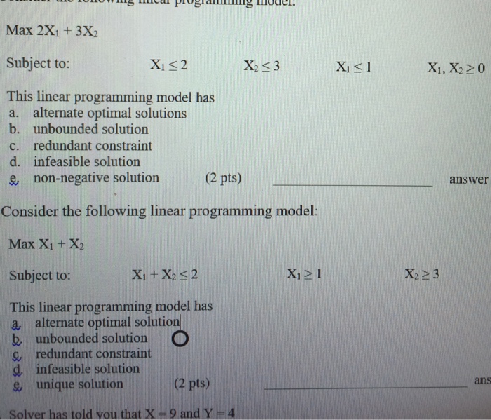 Solved Max 2X_1 + 3X_2 Subject to: X_1