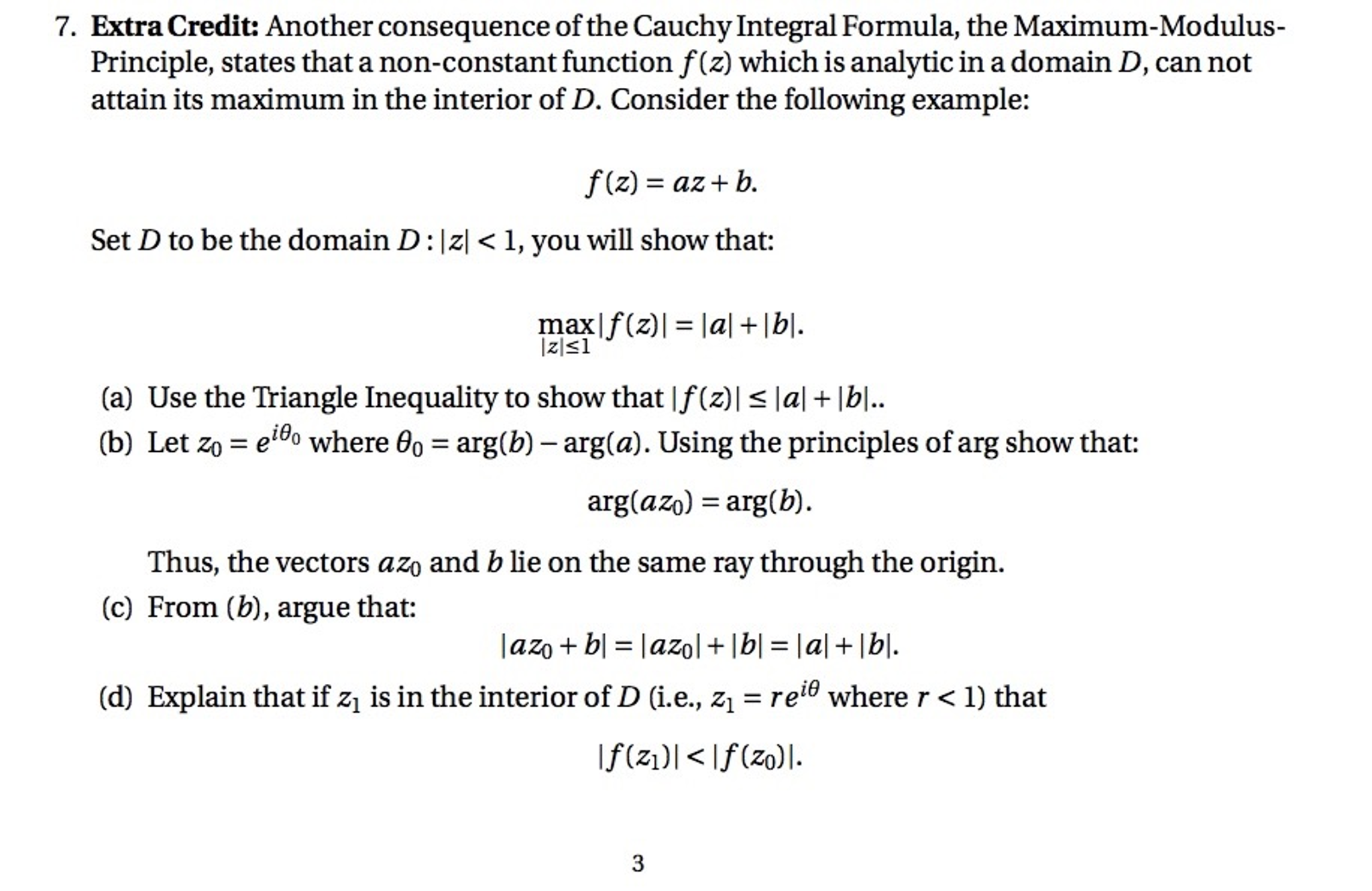 Solved Another consequence of the Cauchy Integral Formula, | Chegg.com