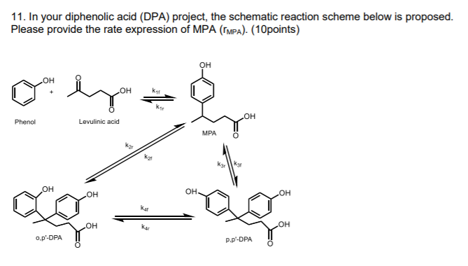 Solved 11. In your diphenolic acid (DPA) project, the | Chegg.com