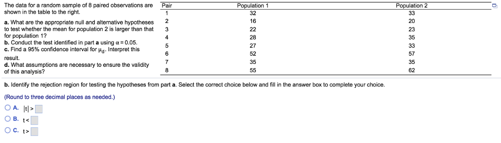 Solved The data for a random sample of 8 paired observations | Chegg.com