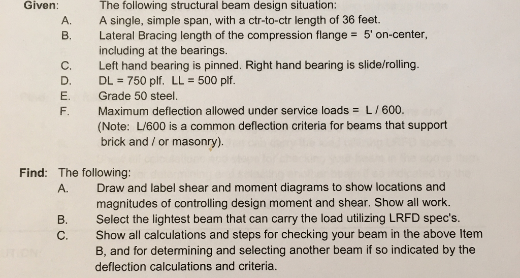 Solved Given: The following structural beam design | Chegg.com