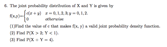 Solved 6. The joint probability distribution of X and Y is | Chegg.com