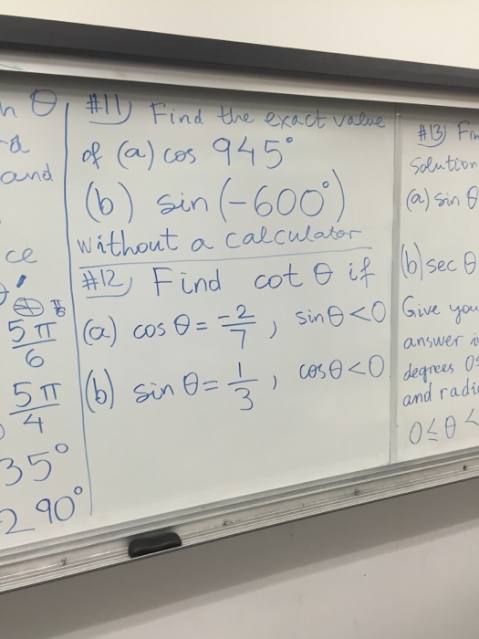 Solved Find the exact value of (a) cos 945 degree (b) sin | Chegg.com
