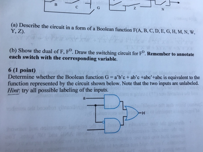 Solved Describe the circuit in a form of a Boolean | Chegg.com
