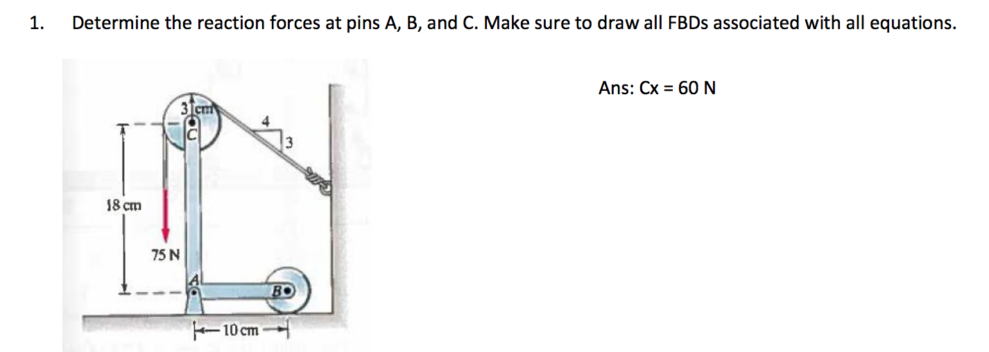 Solved Determine the reaction forces at pins A, B, and C. | Chegg.com