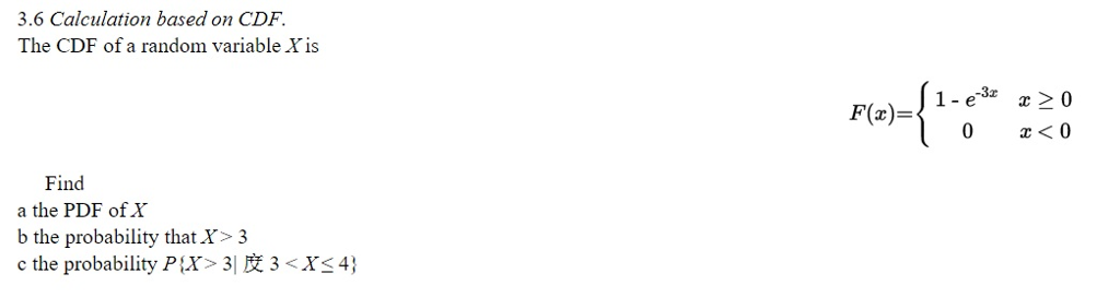 Solved 36 Calculation Based On Cdf The Cdf Of A Random 