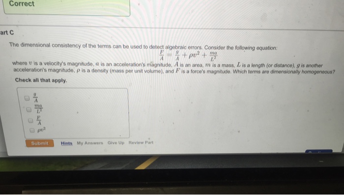 Solved The dimensional consistency of the terms can be used | Chegg.com