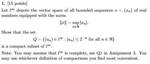 Solved Let l^infinity denote the vector space of all bounded | Chegg.com