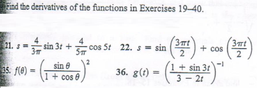 Solved Find The Derivatives Of The Functions In Exercises