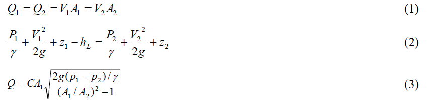 Q1 = Q2 = V1A1 = V2A2 P1/gamma + V2 1/2g + z1 - hL = | Chegg.com