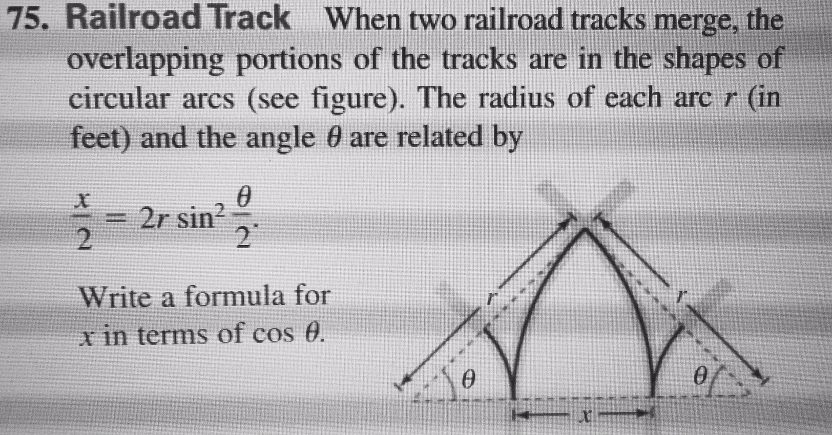 Solved Railroad Track When two railroad tracks merge, the | Chegg.com