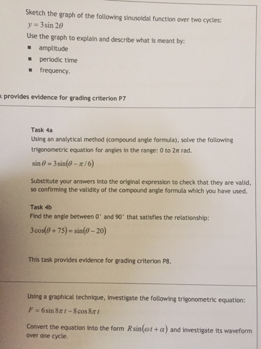 Solved Sketch the graph of the following sinusoidal function | Chegg.com