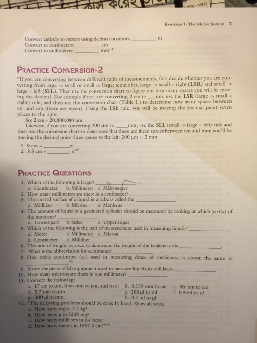 Solved If you are converting between different units of | Chegg.com