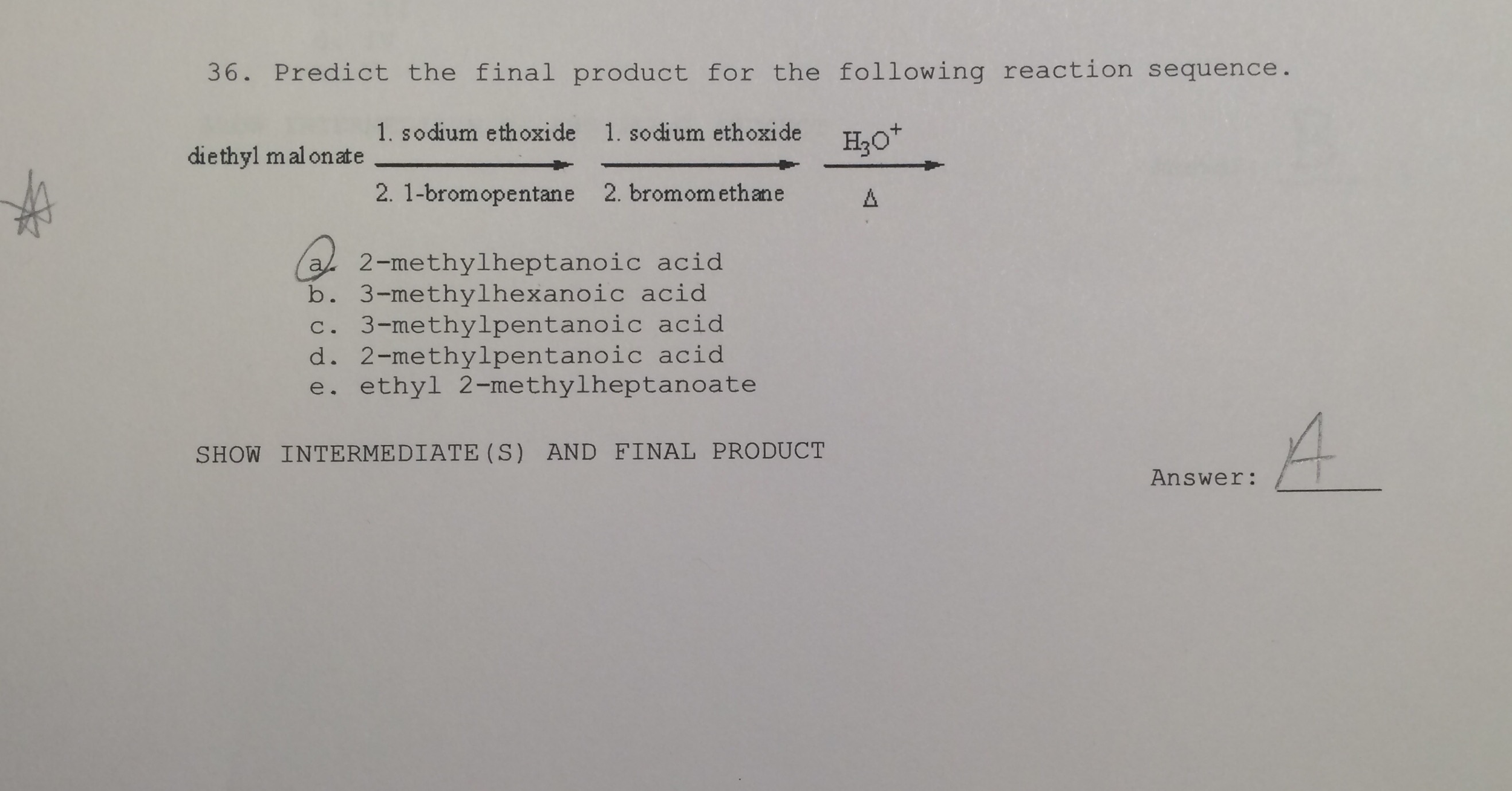 Solved Predict the final product for the following reaction | Chegg.com
