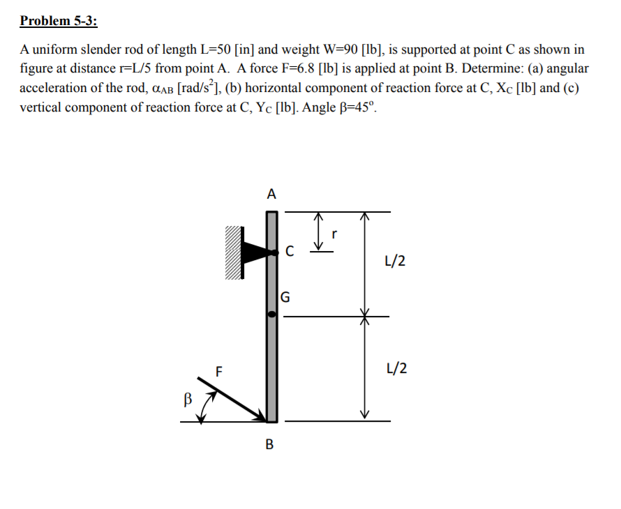 Solved Problem 5-3: A uniform slender rod of length L=50 | Chegg.com