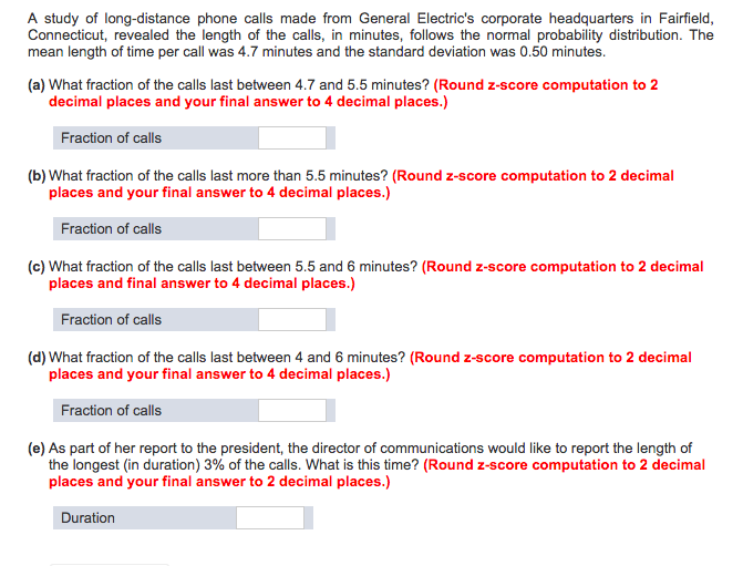 Solved A study of long-distance phone calls made from | Chegg.com