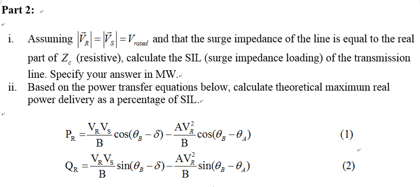 Solved real part imaginary part i) Surge impedance | Chegg.com