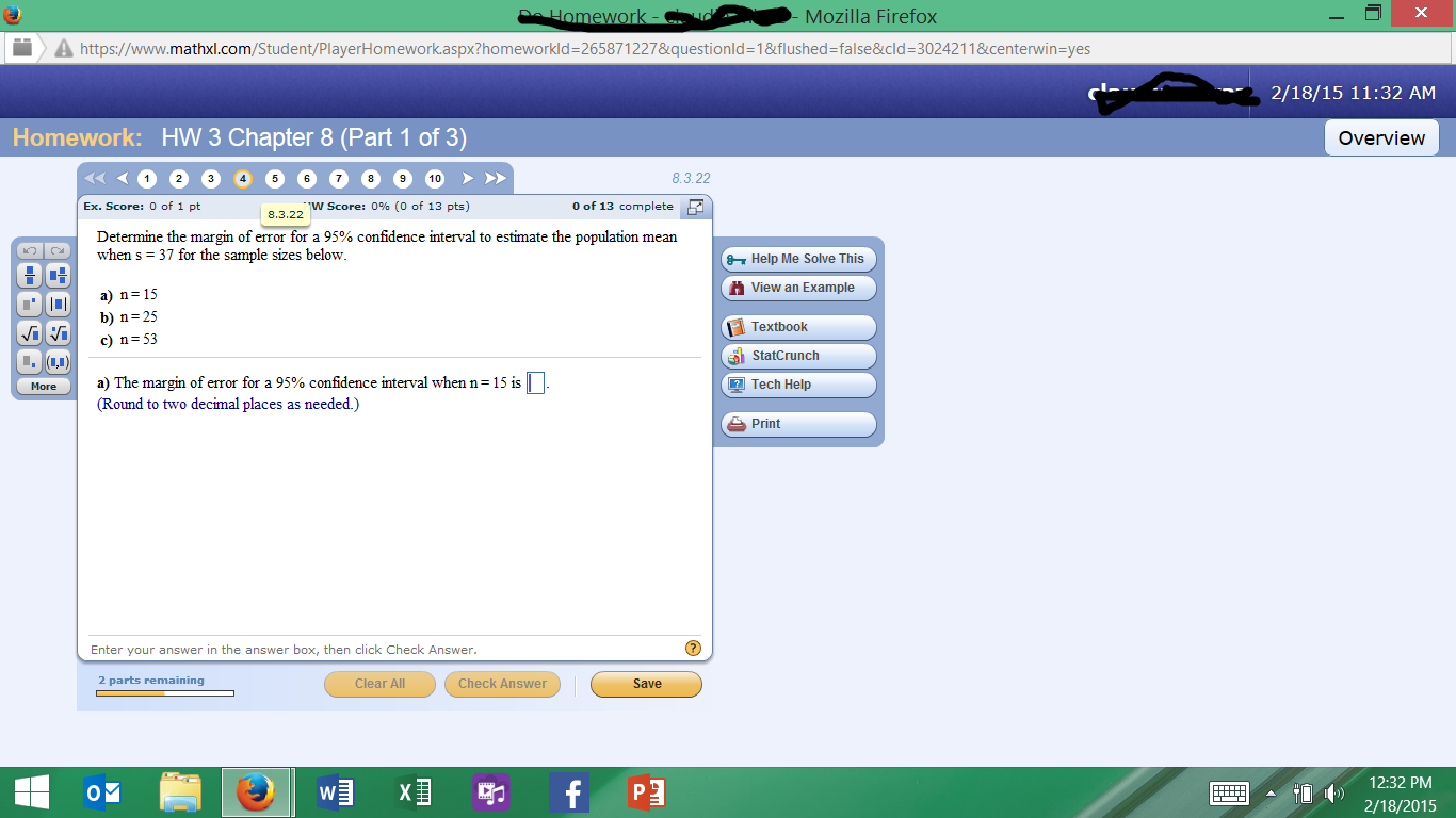 mathxl homework answers