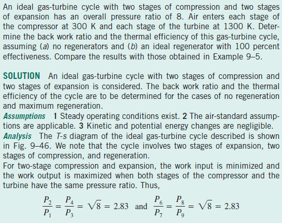 Solved An ideal gas-turbine cycle with two stages of | Chegg.com