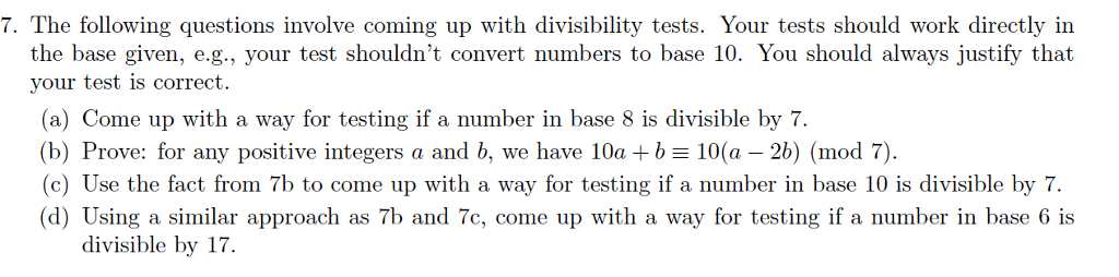Solved 7. The following questions involve coming up with | Chegg.com