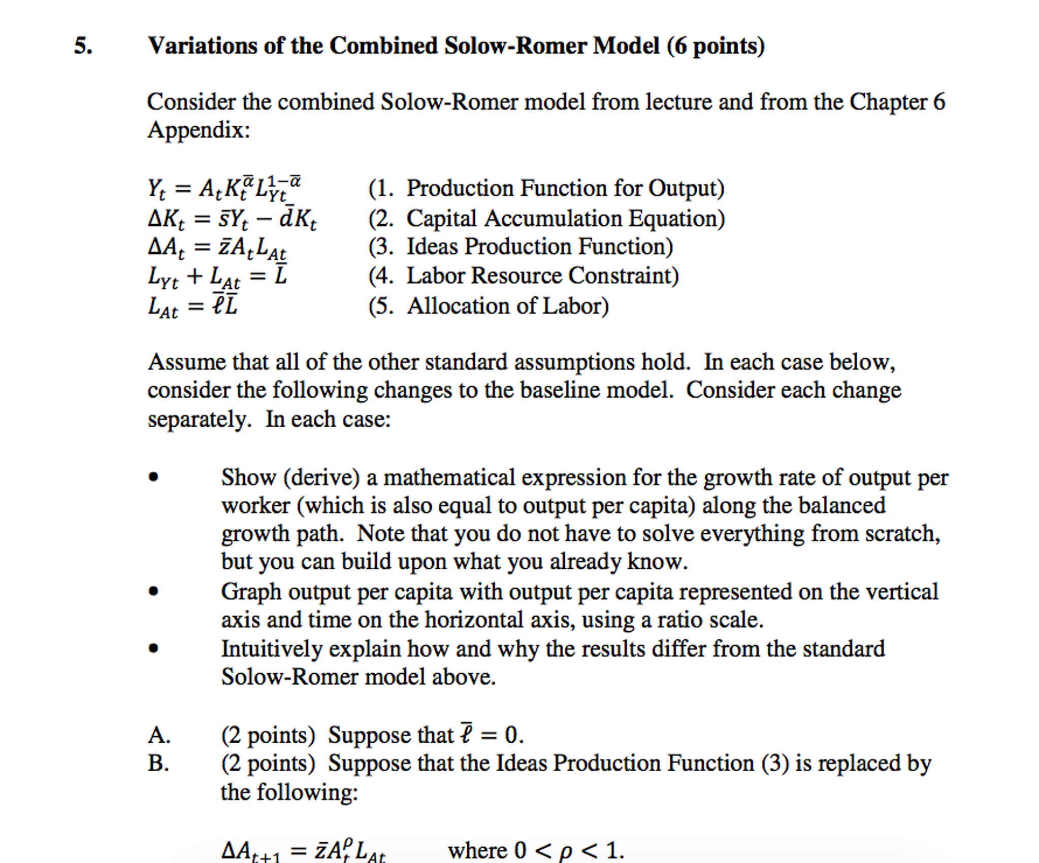 Solved Variations of the Combined Solow-Romer Model | Chegg.com