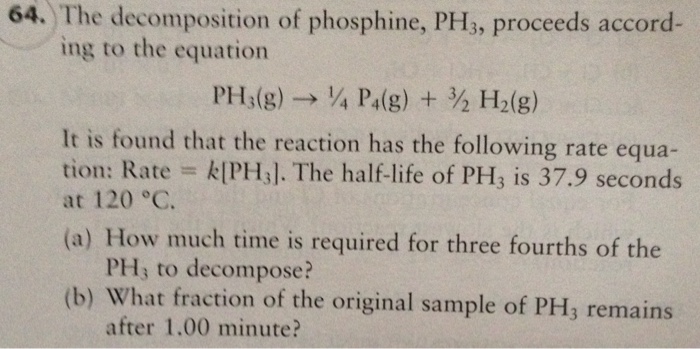Solved The decomposition of phosphine, PH_3, proceeds | Chegg.com