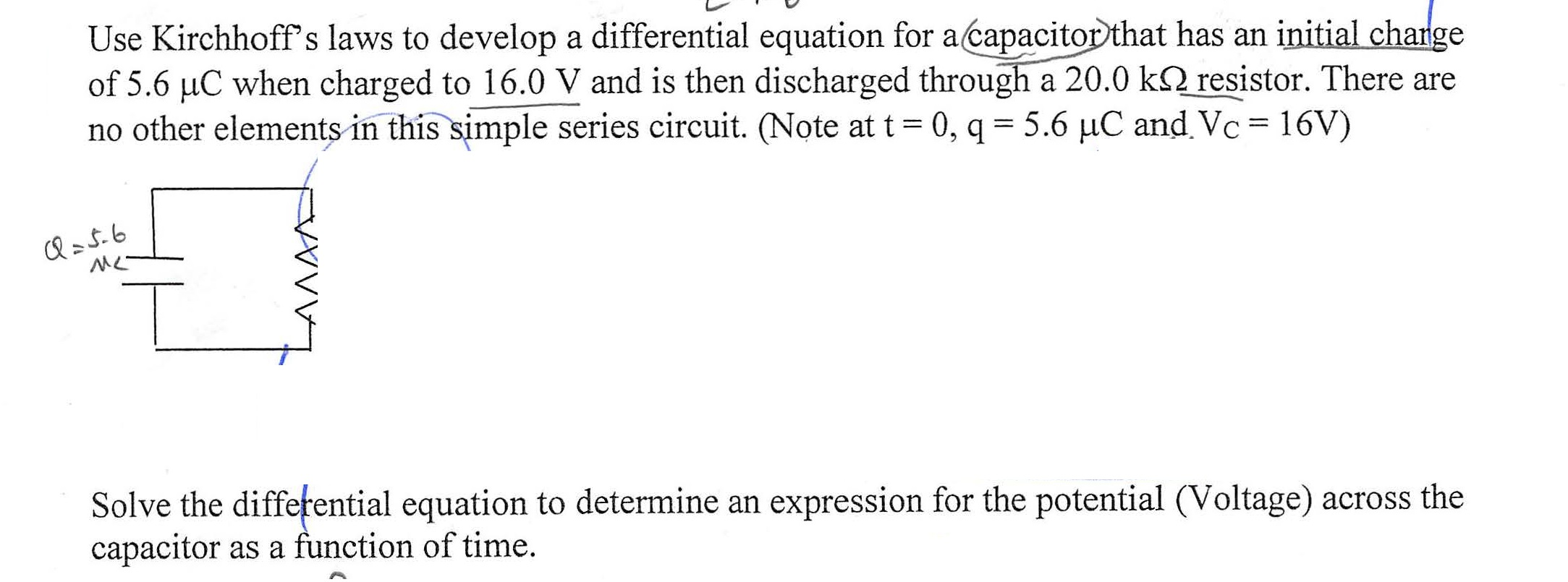 Solved Use Kirchhoff's laws to develop a differential | Chegg.com