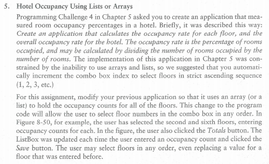 Hotel Occupancy Using Lists or Arrays Programming | Chegg.com