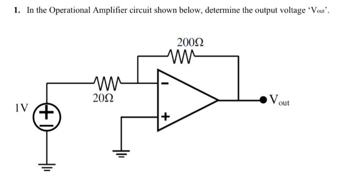 Solved In the Operational Amplifier circuit shown below, | Chegg.com