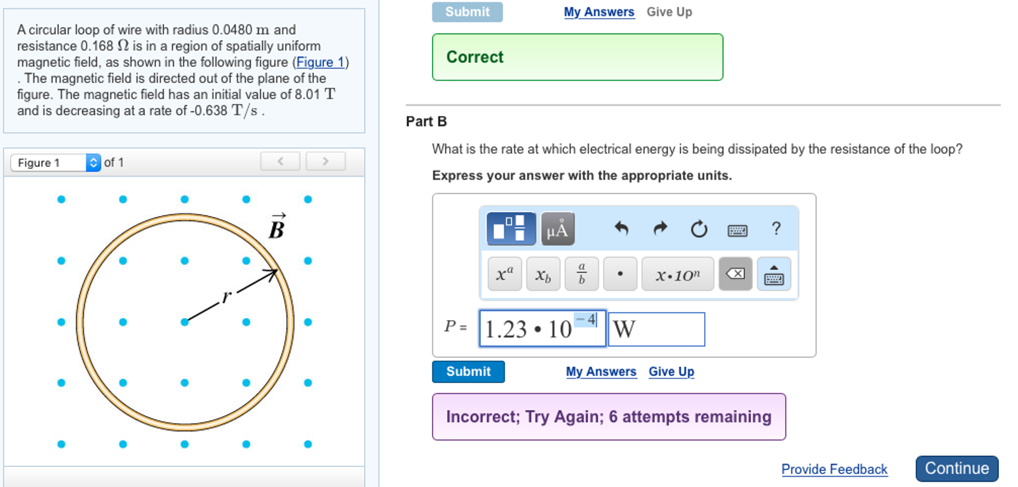 Solved A circular loop of wire with radius 0.0480 m and | Chegg.com