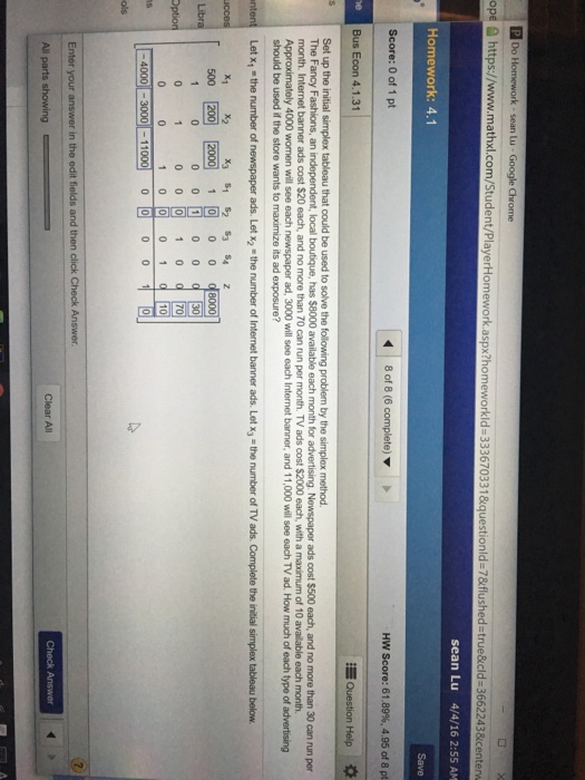 Solved Set Up The Initial Simplex Tableau That Could Be Used 
