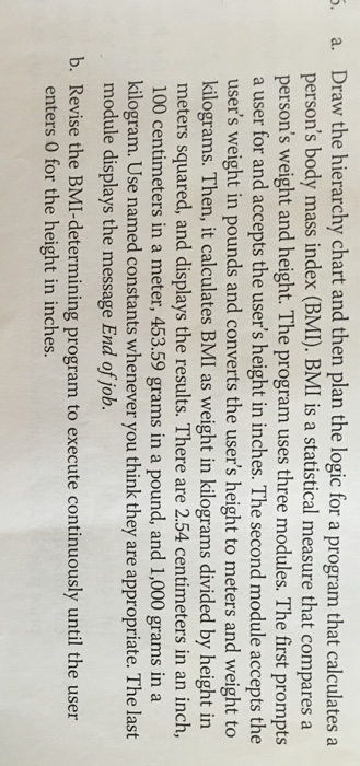 Solved Draw the hierarchy chart and then plan the logic for | Chegg.com