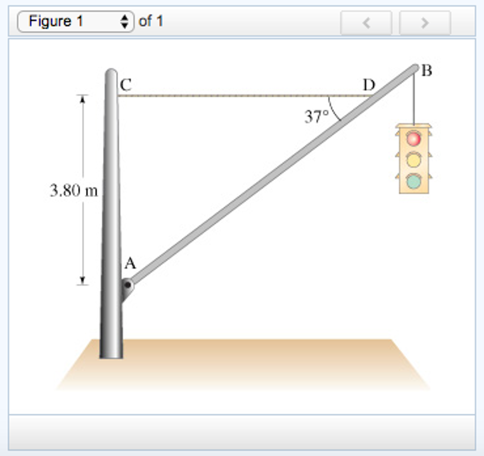 Solved A traffic light hangs from a pole as shown in | Chegg.com