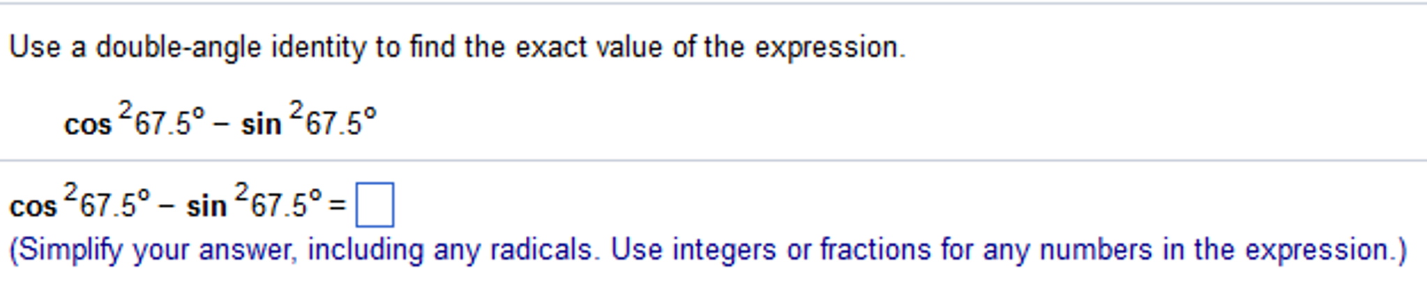 Solved Use a double-angle identity to find the exact value | Chegg.com
