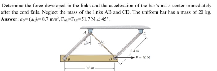 Solved Determine the force developed in the links and the | Chegg.com