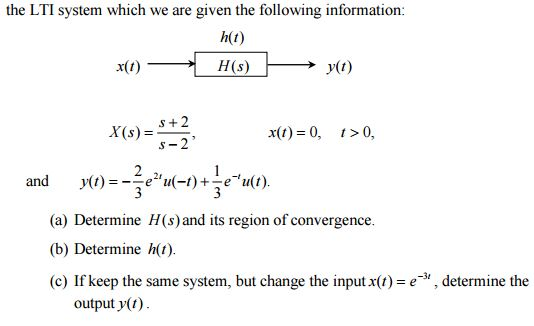 Solved the LTI system which we are given the following | Chegg.com